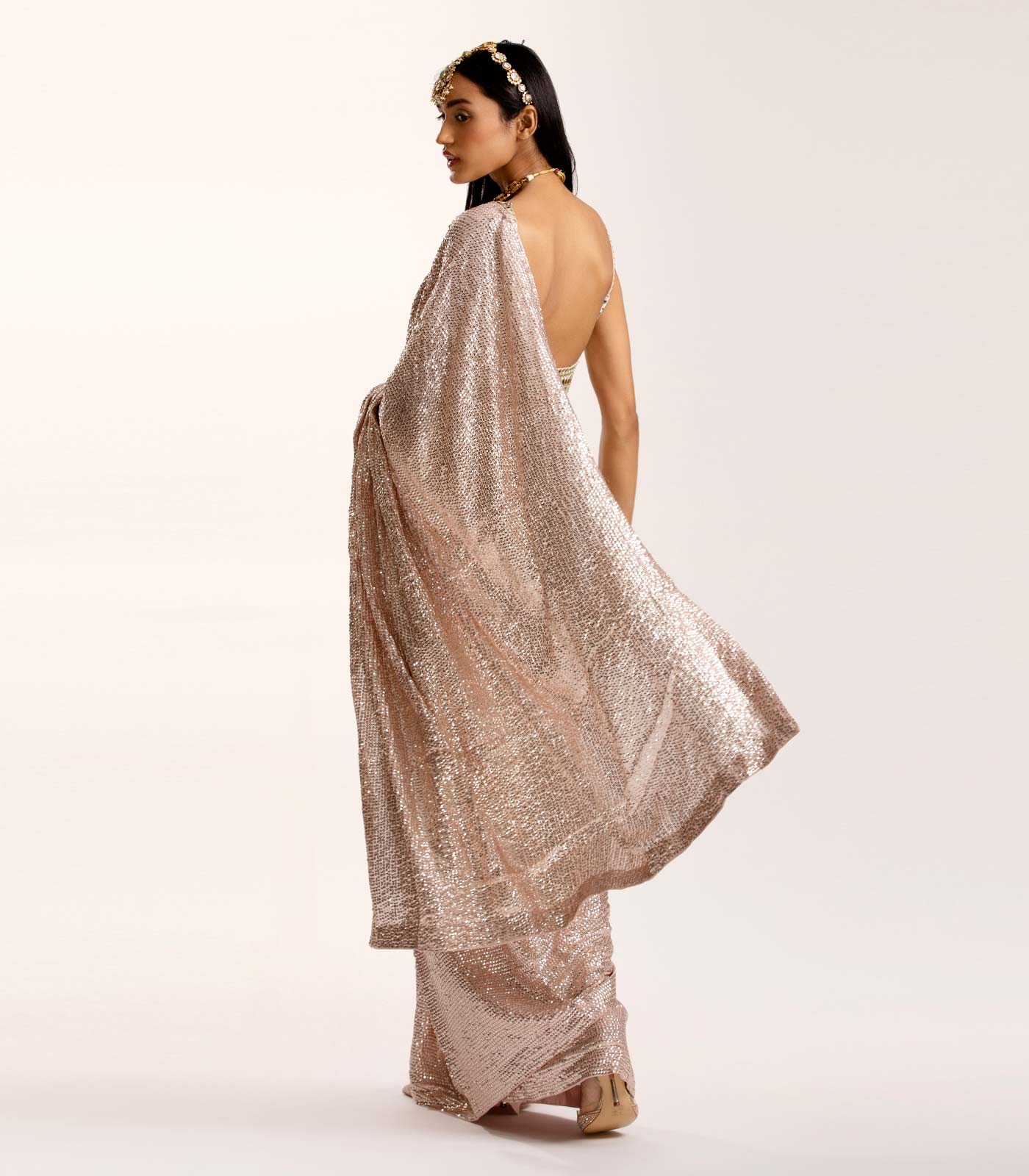 Champagne Sequin Sari – Akanksha Gajria