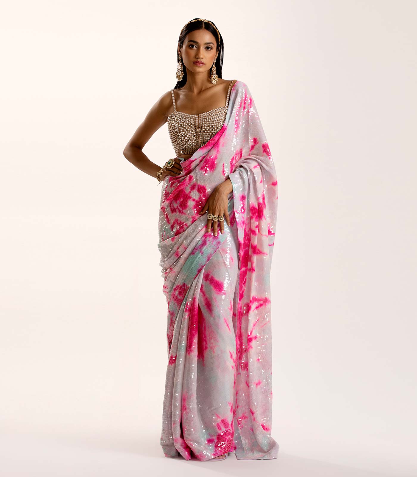 3 shade sequin Sari – Akanksha Gajria